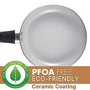 EPPMO Healthy Ceramic Skillet With Stay Cool Bakelite Handle, Small Open Fry Pan Without Lid, Brown, 8 Inch