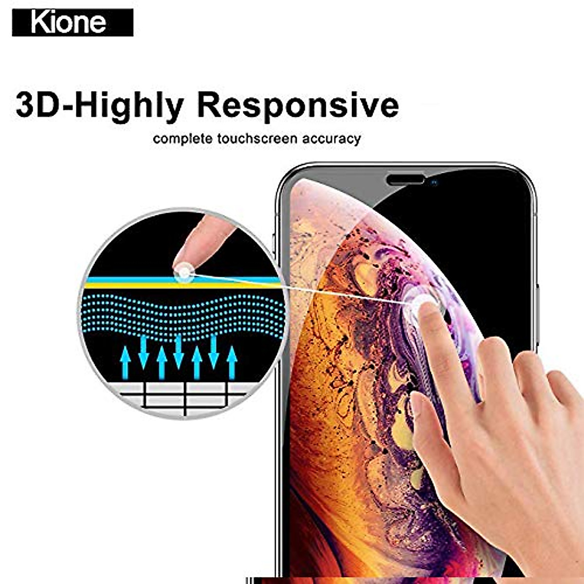 Kione iPhone Xs Max Screen Protector, Anti Blue Light Screen Protector [ Eye Protect ] [ Touch Screen Accuracy ] [Bubble Free] Tempered Glass for iPhone Apple XS Max [3 Pcs]