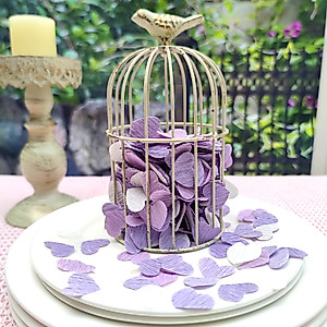 mybbshower Lilac White Crepe Paper 1 inch Heart Confetti for Table Decor Anniversary Violet Lavender Birthday Wedding Bridal Shower Girls Women Party Decorations 1000 Count