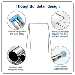 Portable Garment Rack, Folding Clothes Rack, Collapsible Clothing Rack with 10 Mini Foldable Clothes Hangers, Free Installed Lightweight Freestanding Hanger for Indoor Outdoor Travel and Camping