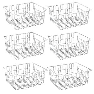 iPEGTOP Wire Storage Baskets and Deep Refrigerator Freezer Baskets, White- 3 Large and 6 Medium