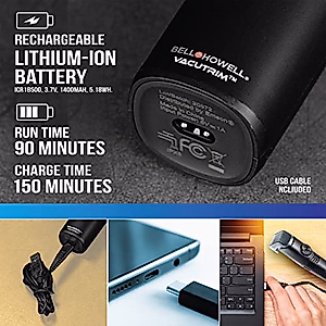 Bell+Howell Vacutrim Professional Vacuum Hair Trimmer with Powerful Suction Rechargeable Shaver for Mens Beard Mustache Sideburn Ultra Sharp Stainless Blade Cordless Hair Clipper As Seen On TV