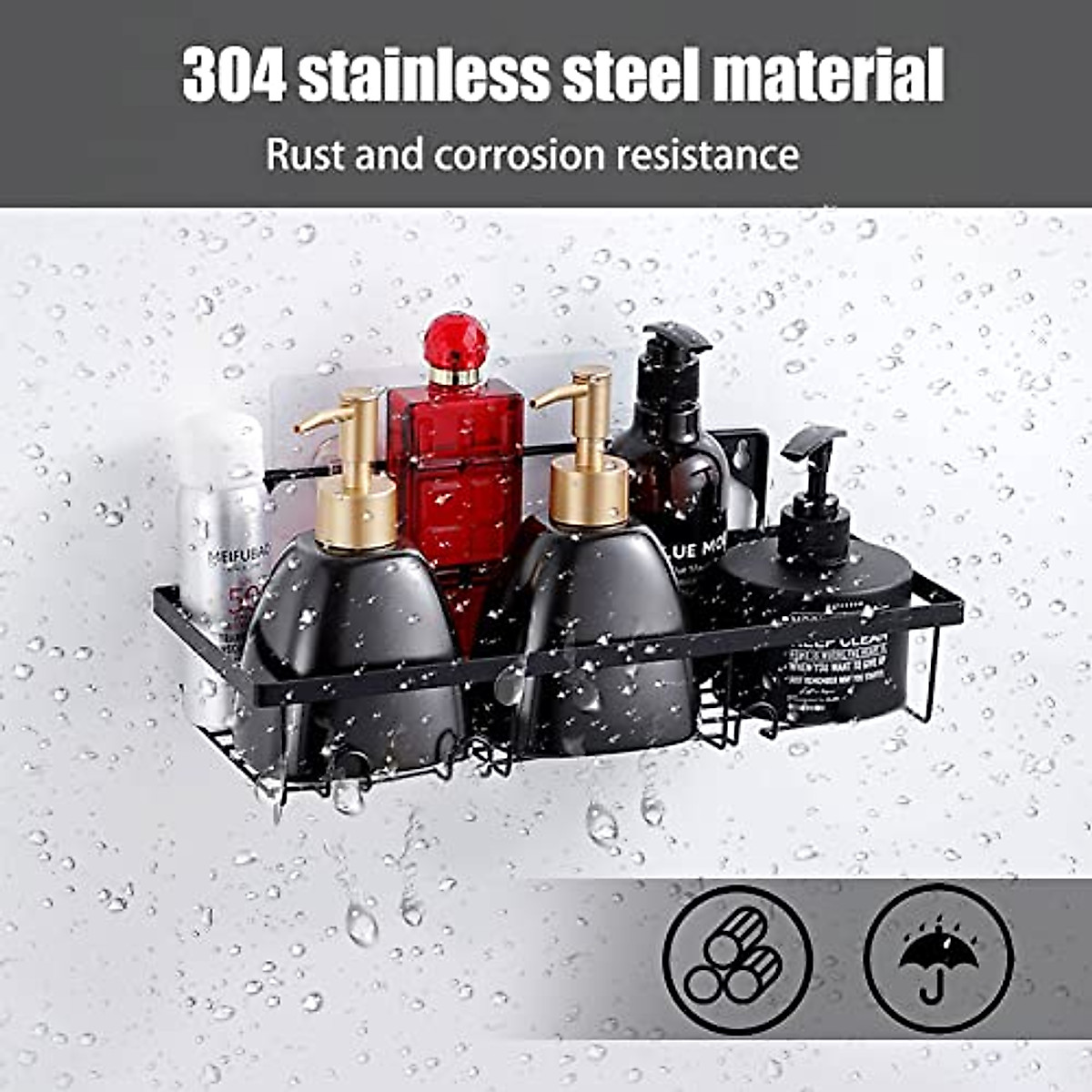 MOGLOR 4 Pack Shower Caddy Shelf Organizer Rack,Adhesive Shower Caddy Basket Shelf with Soap Holder for Inside Shower,No Drilling Rustproof Wall Mount Shower Storage Accessories for Bathroom, Kitchen