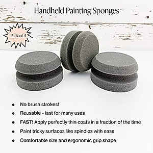 Chalk Style Painting Sponges - Set of 3-4” Round Reusable Handheld Sponge for Smooth Furniture Paint & Top Coat Application with No Brush Strokes - Washable Multi-Use Paint Applicator