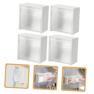 Cabilock 12 Pcs wall storage box holder wall mount cotton swab holder bathroom holder makeup organizers container with lid wall mount storage bins small container white office -