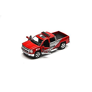 KiNSMART 2014 Chevrolet Silverado 1:46 Scale 5 Inch Police & Firefighter Pick-up Truck (2 Set)