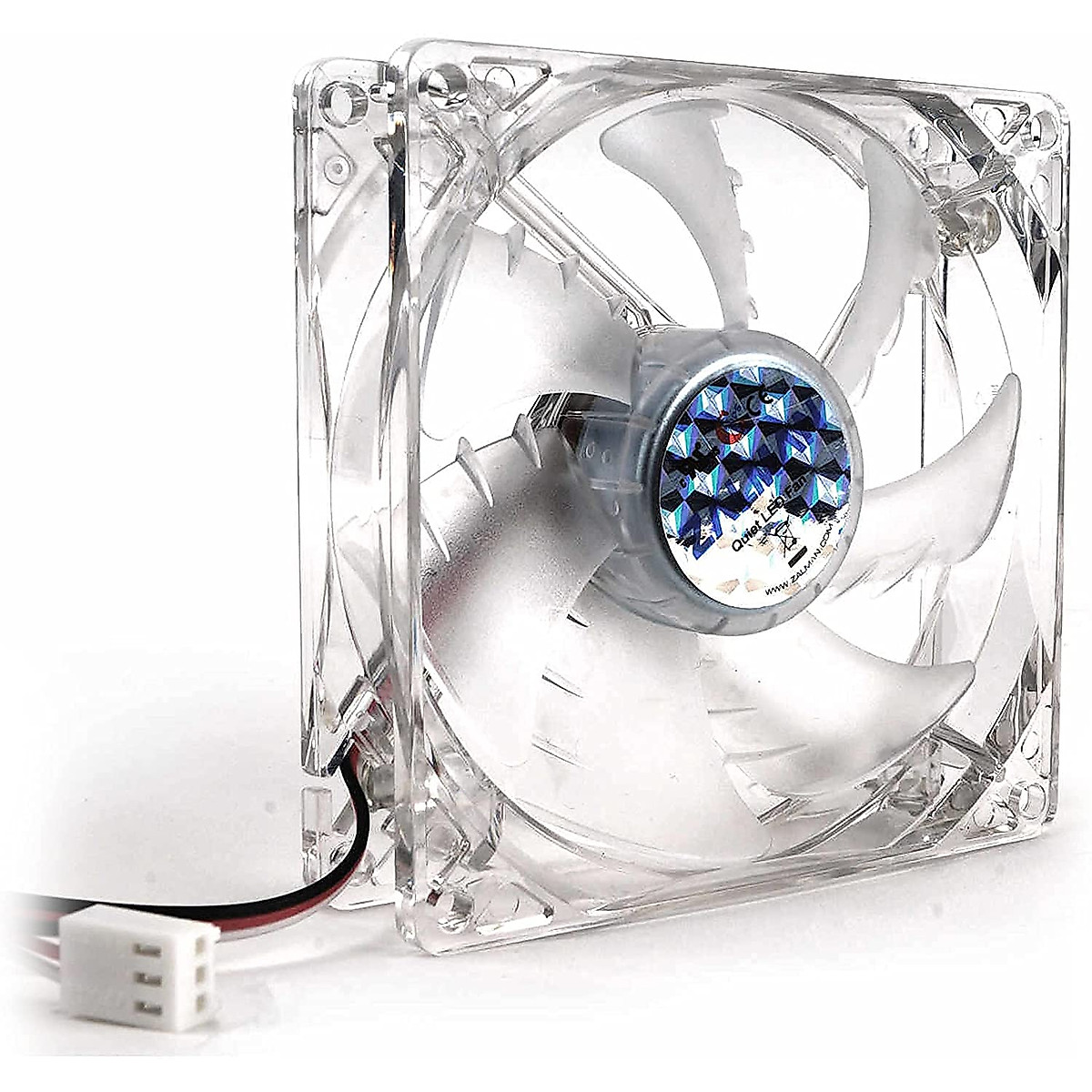 Zalman Ultra Quiet ZM-F2 92mm Blue LED Shark Fin Blade Case Fan Cooling, White ZM-F2 LED (SF)