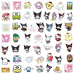 50 PCS Japanese Cartoon Stickers, Kawaii Anime Stickers Vinyl Waterproof Stickers for Laptop Water Bottle Skateboard Cars Bumper Sticker Decals for Kids Teens Girls Adults
