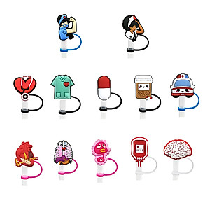 12Pcs Straw Covers Cap, Straw Toppers for Tumblers, Silicone Straw Tip Covers, Splash Proof Straw Tips, Reusable Drinking Dust Proof Straw Tip Covers for 7-8 mm Straws