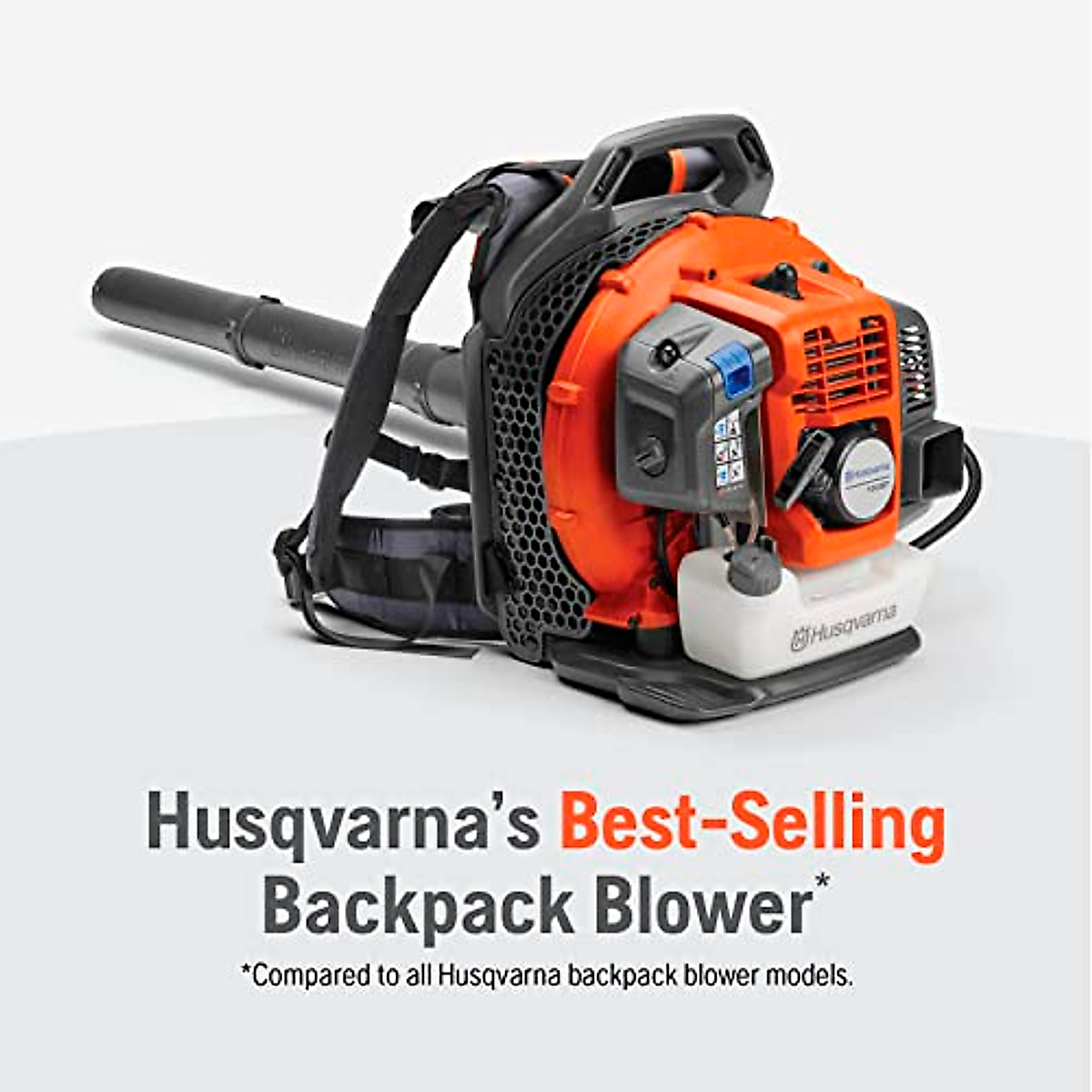 Husqvarna 150BT Backpack Leaf Blower Gas Powered, 51-cc 2.16-HP 2-Cycle Backpack Blower, 765-CFM, 270-MPH, 22-N Powerful Clearing Performance and Ergonomic Harness System,Orange