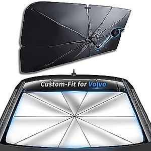 Custom-Fit for Volvo Windshield Sun Shade Umbrella, Foldable Car Umbrella Sunshade Cover UV Block Car Front Window with 360°Rotation Bendable Handle, Designed for Volvo Accessories (for Volvo S60)