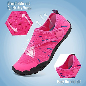 Boys & Girls Kids Water Shoes Lightweight Comfort Sole Easy Walking Athletic Slip on Aqua Sock Pink-32