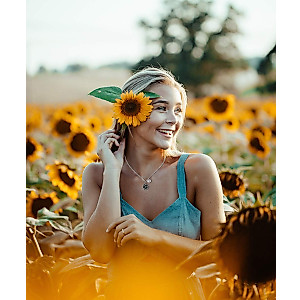 JoycuFF Sunflower Necklace Dainty A Initial Letter Jewelry Daisy Flower Pendant Monogram Inspirational Gifts for Her Women Daughter Sister Wife Best Friend