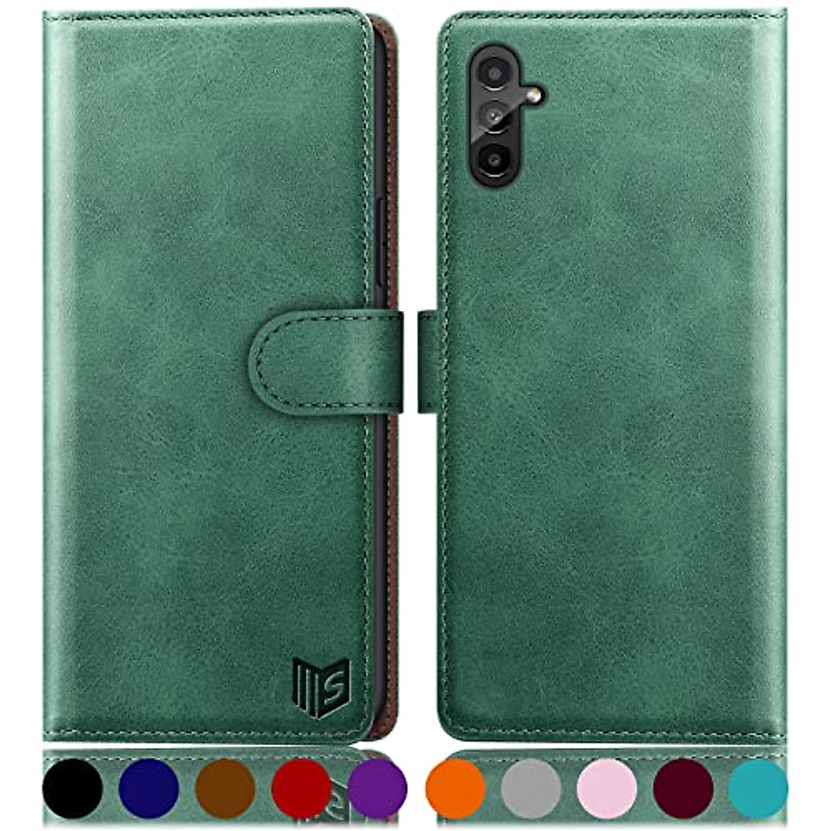 SUANPOT for Samsung Galaxy A14 5G Wallet case with RFID Blocking Credit Card Holder,Flip Book PU Leather Protective Cover Women Men for Samsung A14 Phone case(Sea Green)