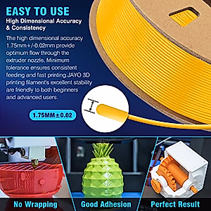 JAYO PLA 3D Printer Filament, 1.75mm PLA Printing Material Dimensional Accuracy+/- 0.02mm, 1.1KG Spool Consumables Fit for FDM 3D Printers, PLA Black