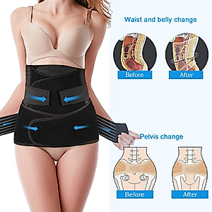TiRain postpartum belly band, C Section Recovery Band Postpartum Girdle for women Belly Wrap Abdominal Binder Maternity Shapewear, Black US size 4-12