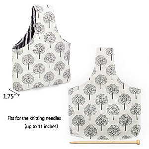 Teamoy Knitting Tote Bag(L12.2 x W7.5), Travel Project Wrist Bag for Knitting Needles(up to 11 Inches), Yarn and Crochet Supplies,Perfect Size for Knitting on The Go (Small, Tree)