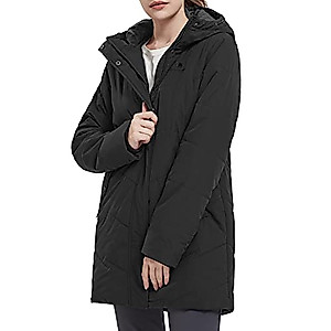 CAMEL CROWN Women's Winter Jacket Hooded Warm Quilted Insulated Puffer Jacket Long Cotton Parka Coat