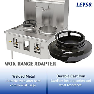 Leyso Chinese Wok Range Adapter/Reducer with 13-Inch Cast Iron Rim - Convert The Large Wok Well to Smaller Size (18" to 13")