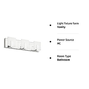 Aipsun 3 Lights Dimmable Modern LED Vanity Light for Bathroom Frosted White Acrylic Chrome Up and Down Bathroom Wall Light Fixtures Over Mirror(White Light 6000K)