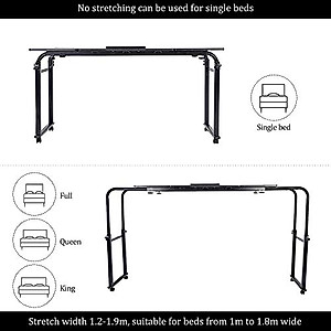 TOPINCN Overbed Table with Wheels and Storage Shelf, Height Adjustable Tiltable Table, Over The Bed Desk Laptop Cart Mobile Computer Desk (47.24inch Black)
