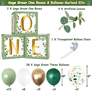 Levfla Wild One Birthday Decorations Balloon Boxes Sage Green Jungle Theme First Birthday Baby Shower Decoration 1st Birthday Party Supplies for Boy Girls