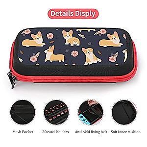 AoHanan Welsh Corgi Cartoon Switch Carrying Case Compatible with Switch Game Case with 20 Games Cartridges Hard Shell Travel Protection Case for Console & Accessories