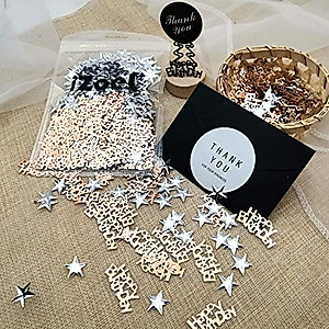 iZoeL Table Confetti Bag 30g incl. Happy Birthday Confetti (240pcs) Silver Star Confetti Sequin(350pcs) for Boys Girls Birthday Party Decoration (Rose Gold)