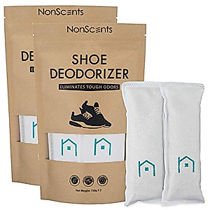 NonScents Shoe Deodorizer (4-Pack) - Odor Eliminator, Freshener for Sneakers, Gym Bags, and Lockers