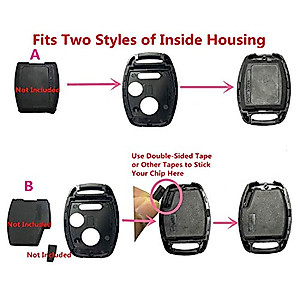 Horande Replacement Key Fob Cover Case fits for 2006 2007 2008 2009 2010 2011 Honda Accord Civic CRV Pilot Ridgeline Odyssey Keyless Entry Remote Key Fob Shell 2+1 Button (Black)
