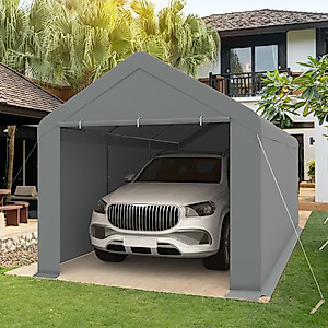GOJOOASIS Car Port Canopy Tent Carport 10'x20' Car Tent Portable Garage, Tents for Car Waterproof & UV Protected for Wedding, Garden Shelter, Storage Shed (Gray)