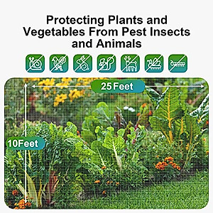 Garden Insect Netting Pest Barrier: 10'x25' Bug Netting for Garden Protection Mosquito Net Fine Mesh Cicada Tree Net Greenhouse Row Cover for Crops Plants Vegetables Flowers Fruits Silver