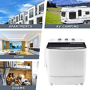 Portable Washing Machine 15Lbs Capacity Washer and Dryer Combo 2 In 1 Mini Compact Twin Tub Washing Machine Laundry Washer(9Lbs) & Spinner(6Lbs) with Built-in Gravity Drain Pump,Low Noise and Easy Store for Apartment,Dorms,RV Camping (Black)