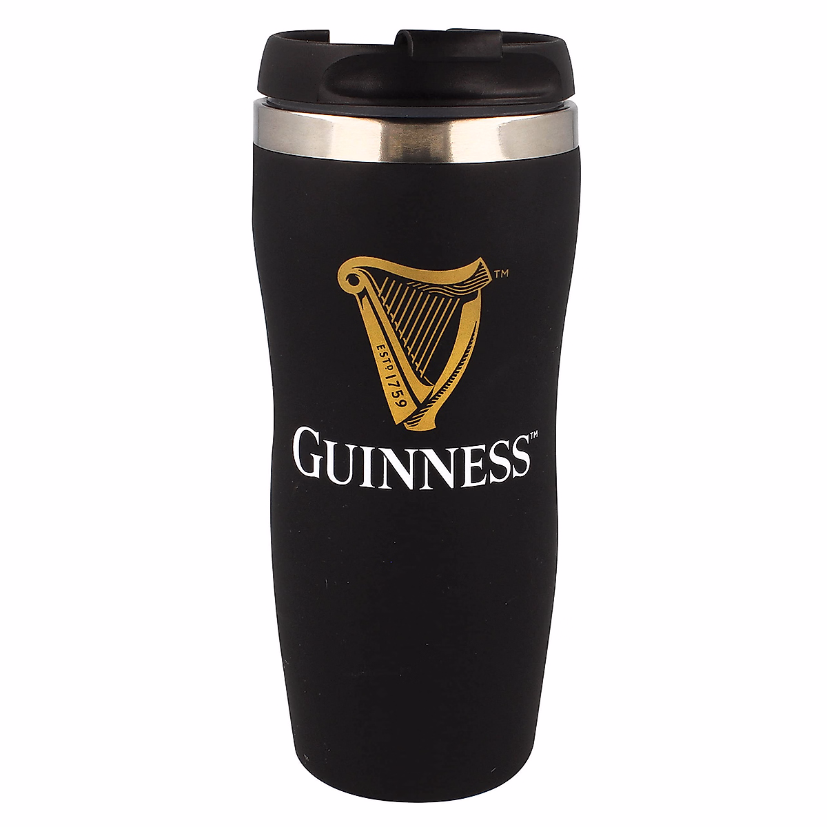 Guinness Travel Mug Tumbler with Gold Harp Design (300ml)