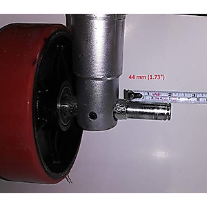 Pallet Jack/Truck Steering Wheels Set with Axle and Protective Caps (4 pcs) 7" x 2" with Bearings ID 20mm Poly Tread Red
