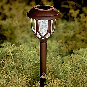 DAMAYCA 2 Pack Outdoor Solar Lights for Garden Pathway Walkway Driveway Sidewalk Yard Bright Decorative Landscape Lights Solar Powered for Landscape Lighting. Brown Color. (Cool White)