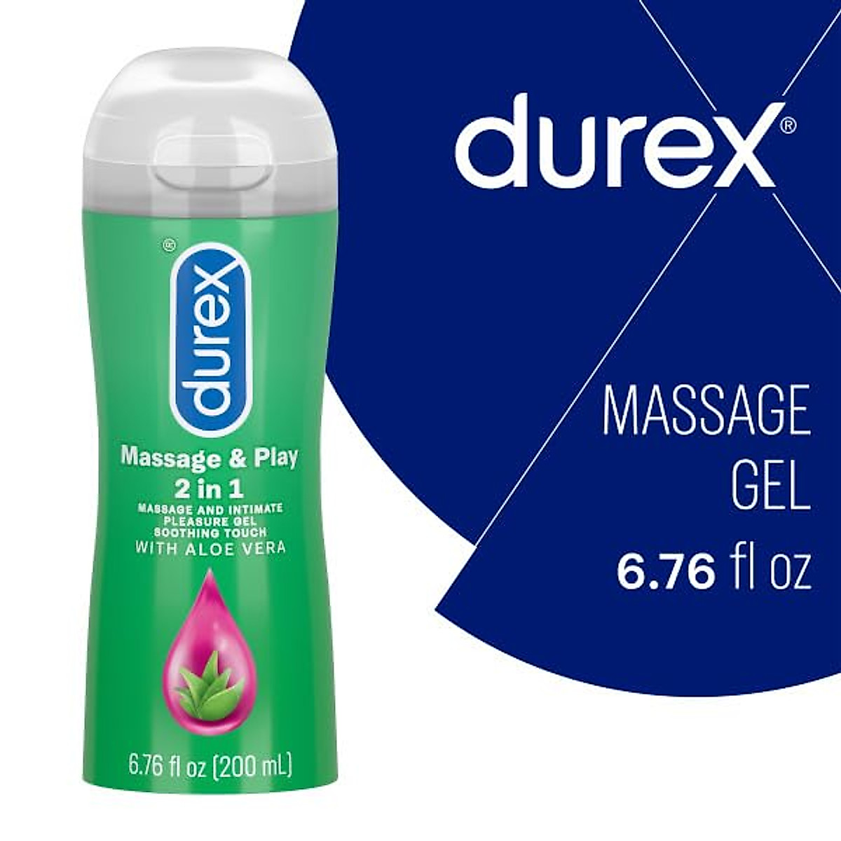 Durex Soothing Massage & Play 2 in 1, Massage Gel and Personal Lubricant, Intimate Soothing Lube Gel, Soothing Touch with Aloe Vera, Water-Based, 6.76 oz. (Pack of 3)