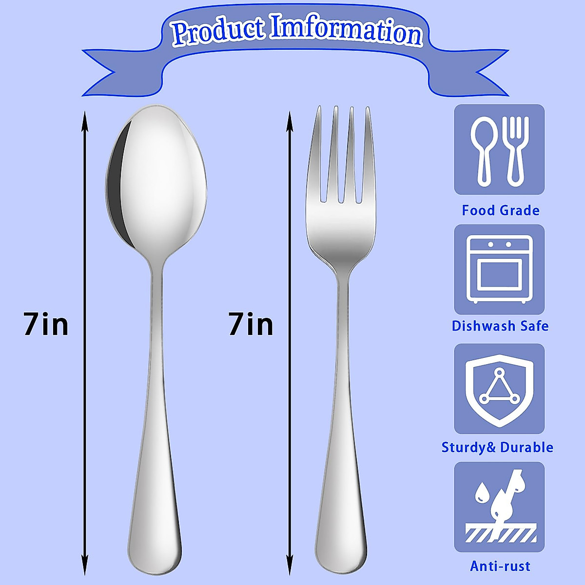 Jeffbaubl 24 Pcs Forks and Spoons Silverware Set,Food Grade Stainless Steel Flatware Cutlery Set,12 Dinner Spoons and 12 Dinner Forks for Home Kitchen Restaurant,Mirror Polished Dishwasher Safe