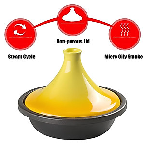 Xgxoz Cast Iron Tagine Pot for Cooking, Enameled Cast Iron Cooking Pot with Enameled Cast Iron Base And Ceramic Lid, Non Stick Tajine Pot Tagine Cooking Pot