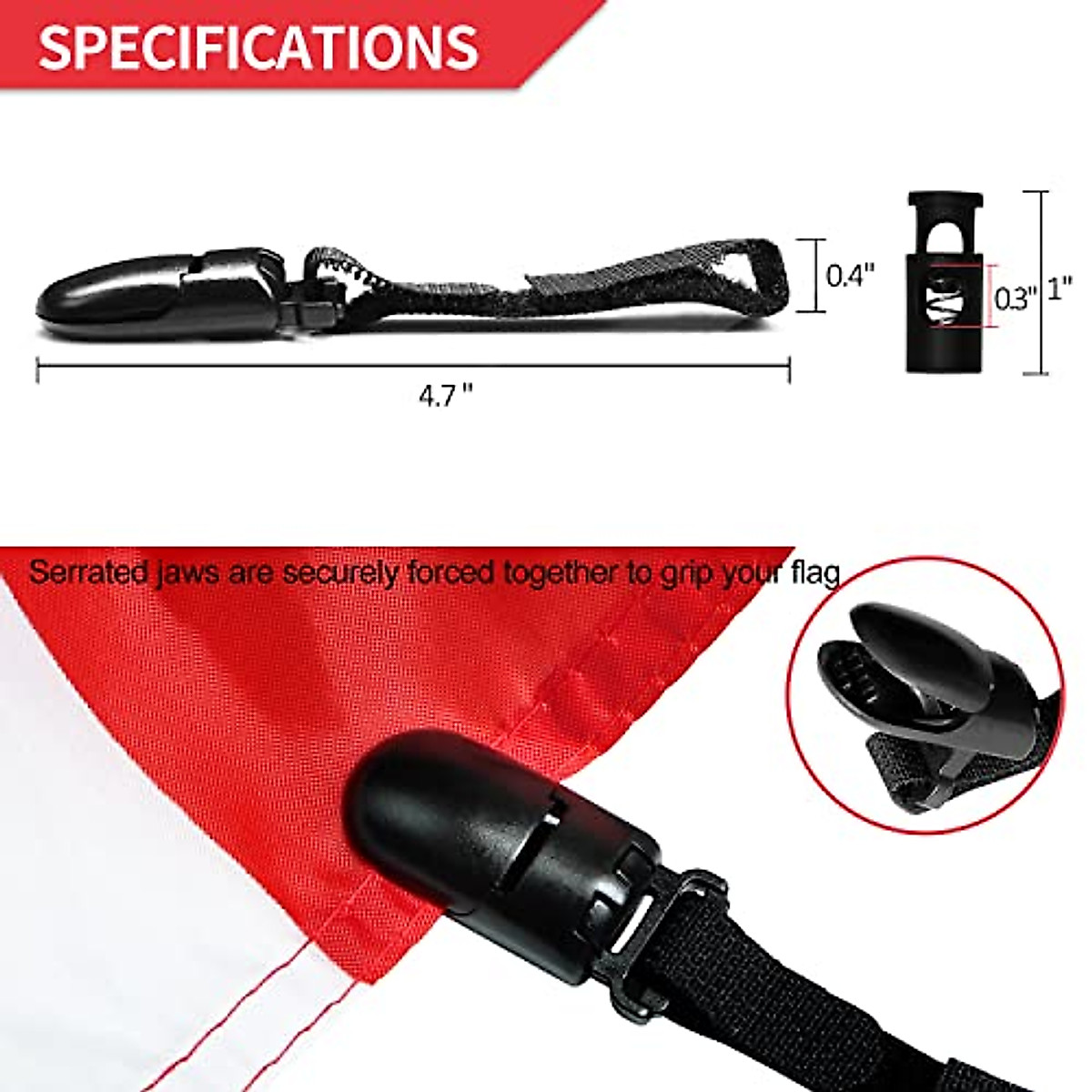 Anley Upgraded Garden Flag Plastic Stopper Stops and Anti-Wind Alligator Clips - Durable & Weather Resistance for 5 Garden Flag Poles Stands - 10 Pieces Set