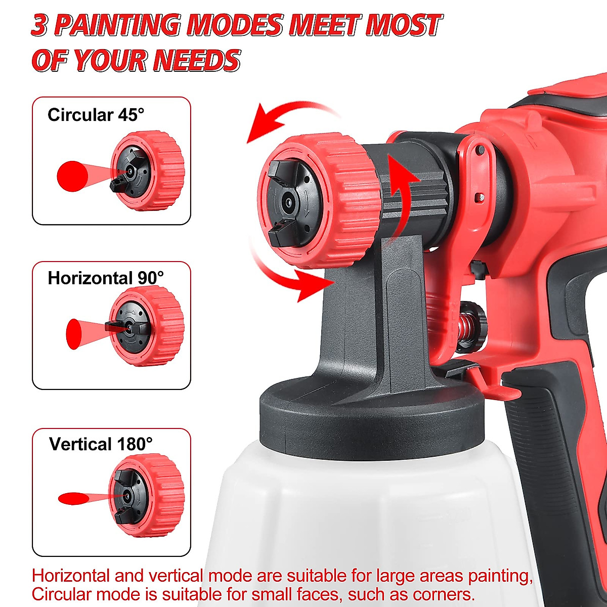 AOBEN Paint Sprayer,750w Hvlp Spray Gun with 4 Nozzles,Electric Paint Gun with 1200ml Container,Spray Paint Gun for Furniture, Cabinets, Fence, Garden Chairs, Walls, DIY Projects(Red)