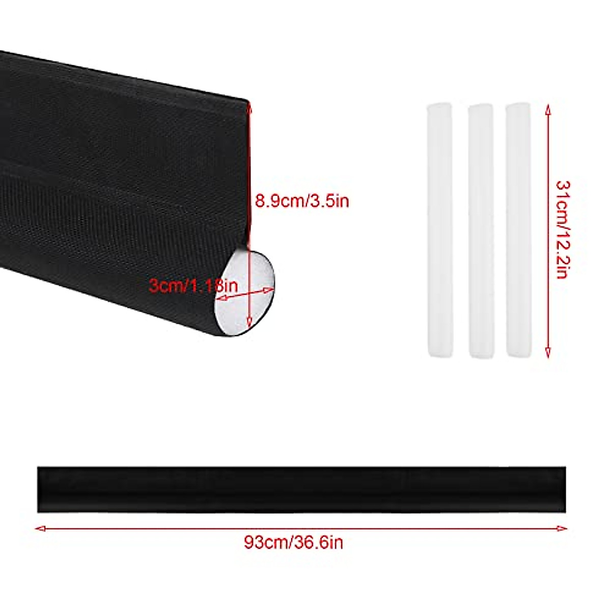 Door Draft Stopper, 37" Under Door Draft Stoppers, Adjustable Door Draft Blocker Bottom for Soundproof, Isolating Hot and Cold Air, Dust, Smoke, Wind and Breeze (Black, 1 Pack)