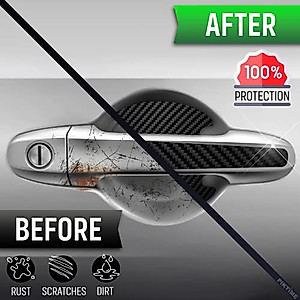 8Pcs Car Door Handle Protector - Car Stickers Door Handle Cover Carbon Fiber Vinyl Wrap Black Sticker - Car Door Handle Sticker Pack Paint Protection Film for Cars - Car Door Handle Scratch Protector