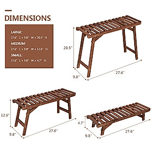 Ufine Freestanding 3 Tier Ladder Shelf Wood Plant Stand Indoor Outdoor Plant Display Rack Flower Pot Holder Planter Organizer