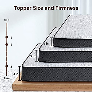 UniPon Memory Foam Mattress Topper Queen, 4 Inch Medium Firm Charcoal Foam Mattress Topper with Ice Silk Ingredient Cover, Medium Firm Bed Topper & Cooling, CertiPUR-US Certified