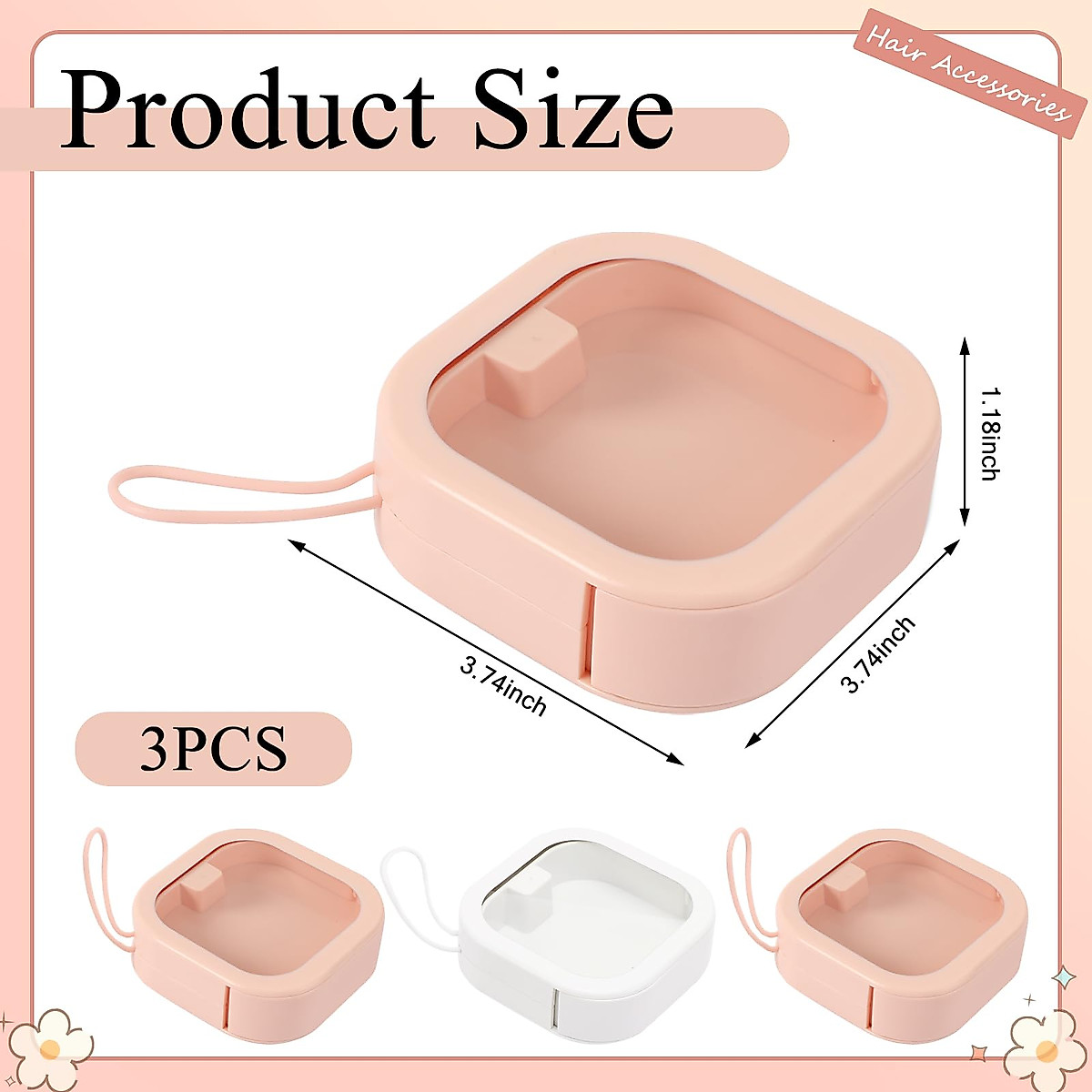 VOCOOL 3 Pcs Portable Hair Tie Organizer, Travel Qtip Holder, Hair Accessories Organizer, Storage Boxes, Hanging Small Items Containers, Cotton Swab Dispenser, Gifts for Girls, Women, Mom