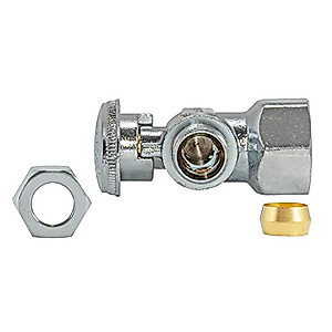 Eastman 1/2 Inch FIP x 3/8 Inch OD Compression Quarter Turn Angle Stop Valve, Brass Plumbing Fitting, Chrome, 10733LF