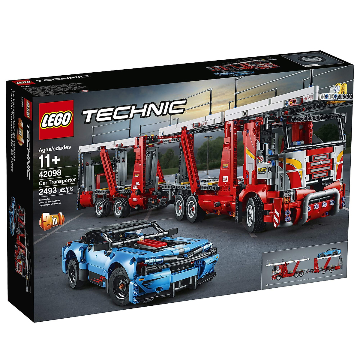LEGO Technic Car Transporter 42098 Toy Truck and Trailer Building Set with Blue Car, Best Engineering and STEM Toy for Boys and Girls (2493 Pieces)