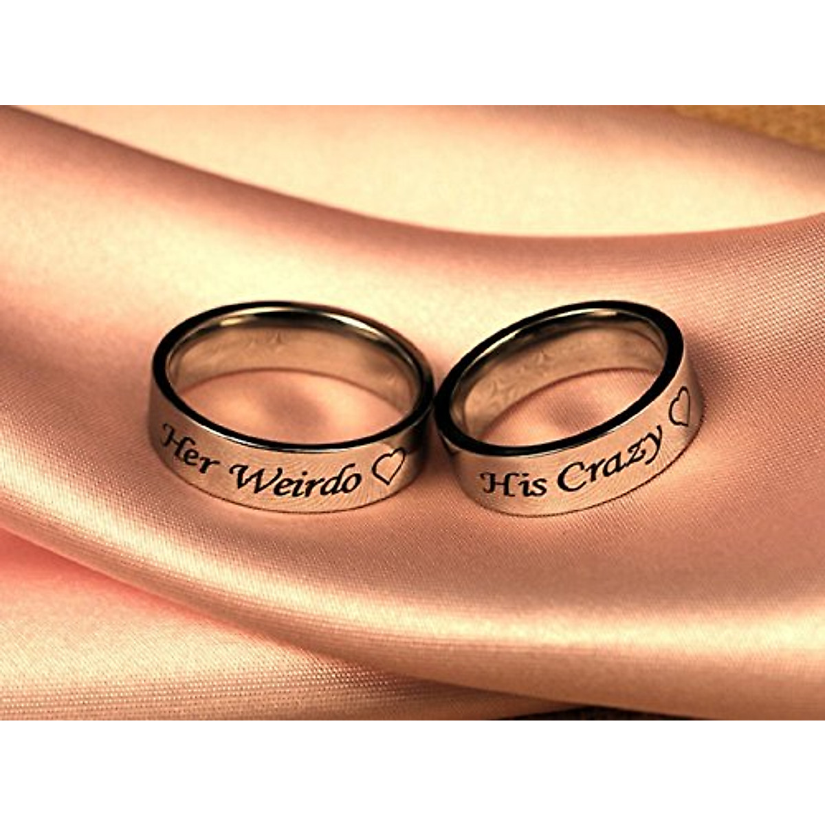 Blowin His Crazy Heart Ring Stainless Steel Engagement Wedding Band for Women (Her Size 9)