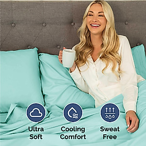 Full Size 4 Piece Sheet Set - Comfy Breathable & Cooling Bed Sheets Set - Hotel Luxury Bedding for Women, Men, Kids & Teens - Deep Pockets, Easy-Fit, Super Soft & Wrinkle Free - Oeko-Tex - Spa Blue